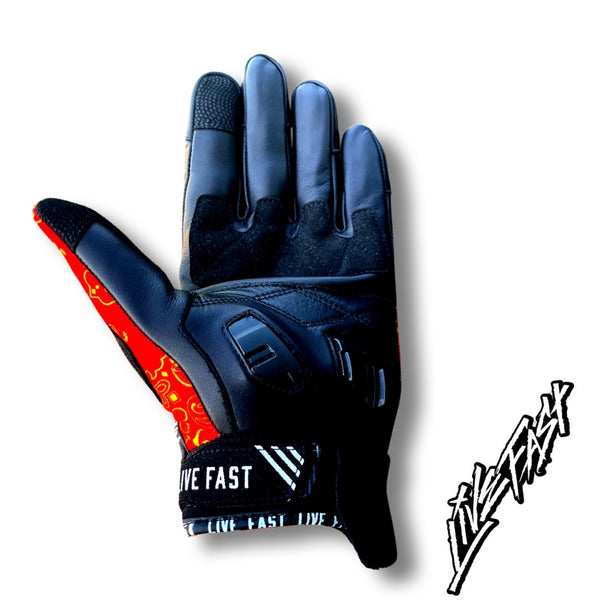 Black Paisley Motorcycle Gloves - Live Fast Gear