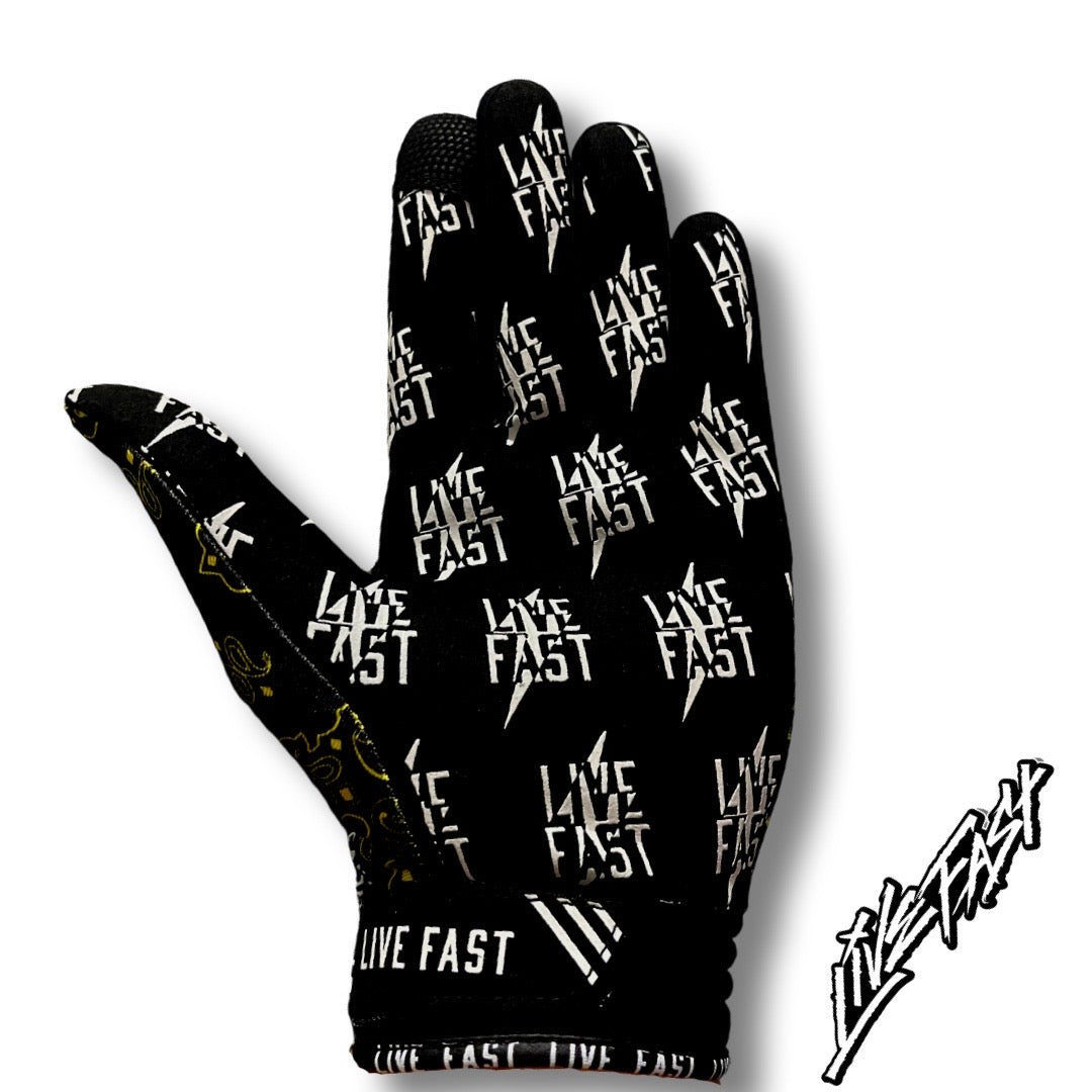 Black and Yellow Paisley Motocross Gloves - Live Fast Gear