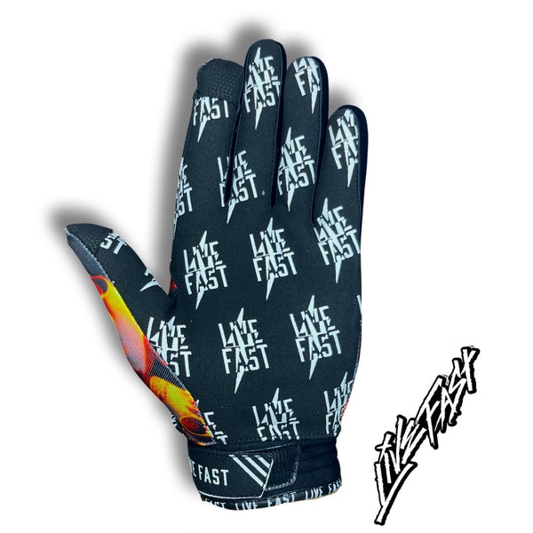 Flaming Skulls Motocross Gloves And Bike Gloves - Live Fast Gear