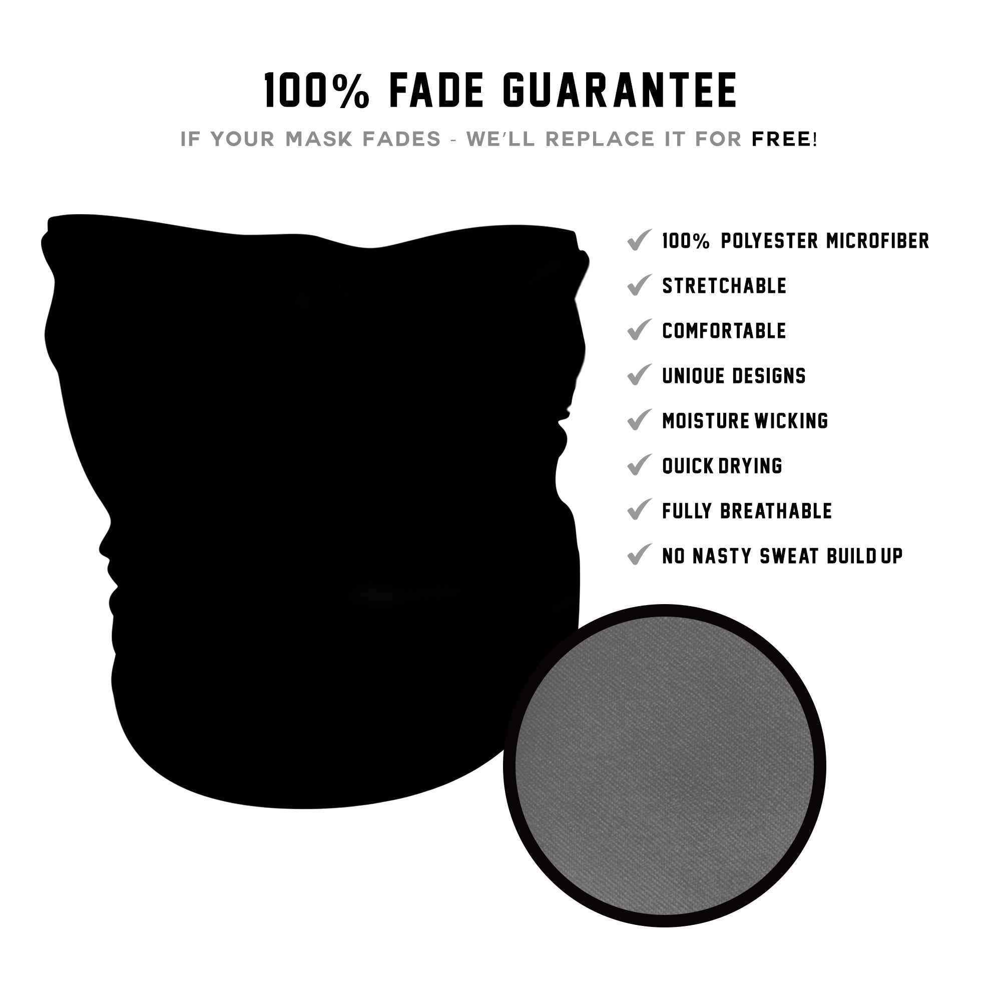 Plain Black Fastmask *Now with Sewn Edges* - Live Fast Gear