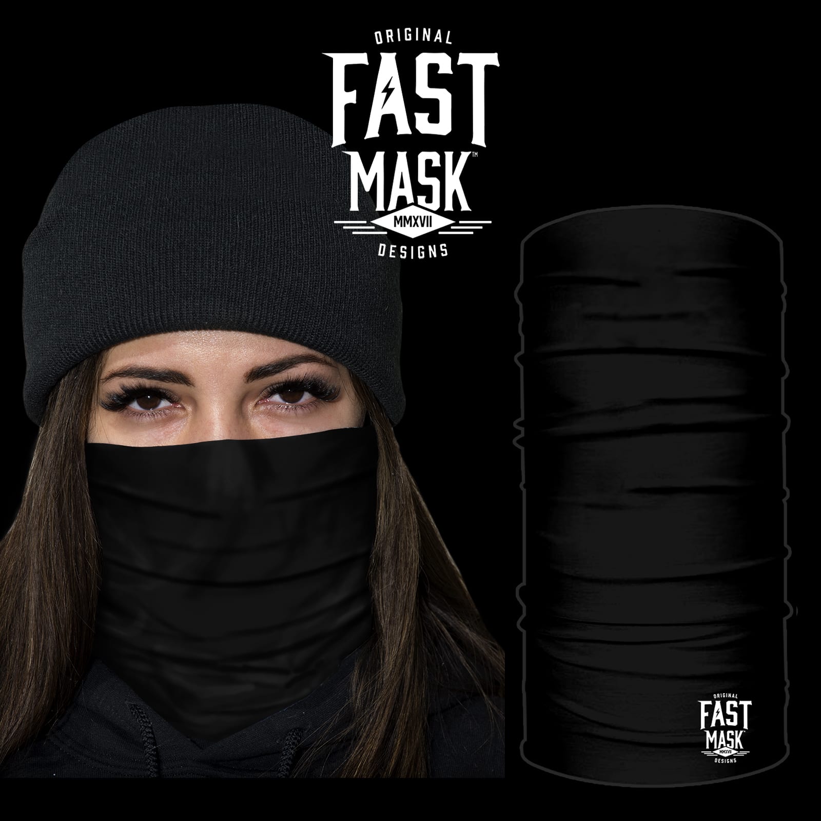 Plain Black Fastmask *Now with Sewn Edges* - Live Fast Gear