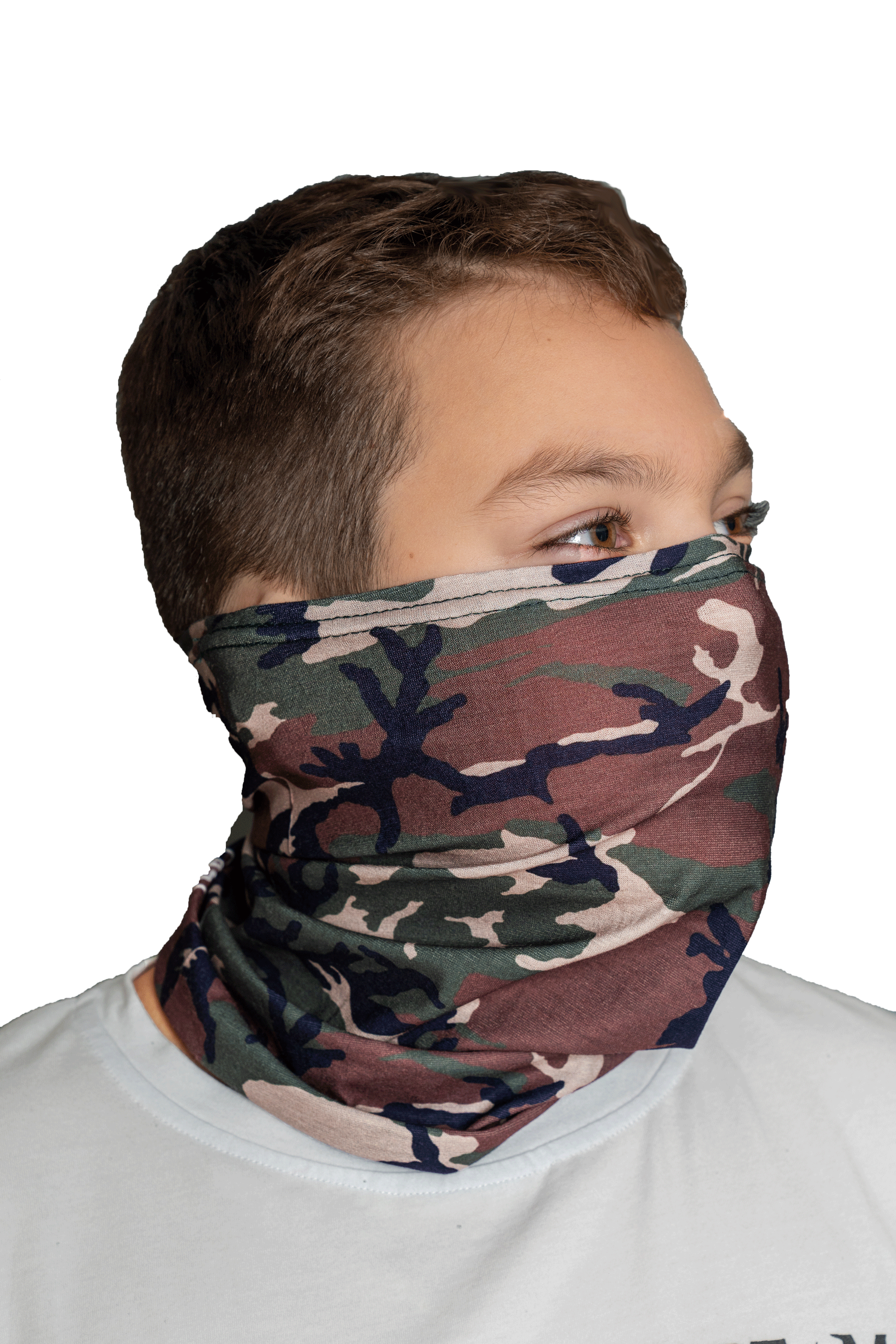 Jr. Woodland Camo Fast Mask * Now with Sewn Edges* - Live Fast Gear
